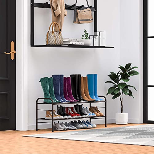 Dicasser 2-Tier Long Shoe Rack Organizer Extra Large Capacity for 18 Pairs,Bronze