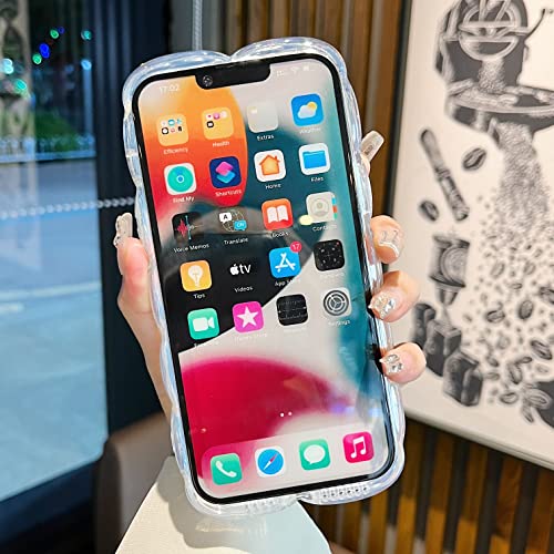 Qokey Compatible with iPhone 13 Pro Max Case,Cute Laser Gradual Bling Love Heart Glitter Clear+Translucent Card Soft Wave Frame Anti-Falling 3D Thick Shockproof Phone Cover(for 13 Pro Max 6.7)