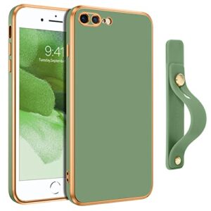 bentoben iphone 8 plus case, phone case iphone 7 plus, slim thin shockproof protection kickstand drop protective bumper girls women boy men iphone 8 plus/iphone 7 plus 5.5 cover, light green design