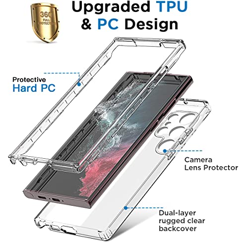 AICase for Samsung Galaxy S23 Ultra Case Clear Full Body Rugged [Never Yellowing] [Military Grade Anti-Drop] Bumper Silicone Heavy Duty Protection Shockproof Cover for Samsung S23 Ultra Case 6.8"