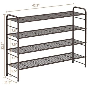 Dicasser 4-Tier Long Shoe Rack Organizer Extra Large Capacity for 30 Pairs,Bronze