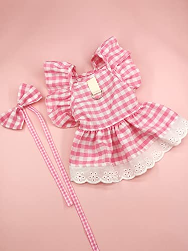 QWINEE Cute Dog Dress Ruffle Trim Cat Lace Princess Dresses with Bow Decor Puppy Tutu Skirt Holiday Party Costume Outfit for Small and Medium Cats Dogs Kitten Pink A Large