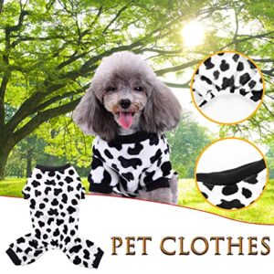 Dogs Cow Print Clothes Winter Pajamas Pet Raincoat Life Vests for Dogs Jacket Fleece Pullover for Indoor and Outdoor Use