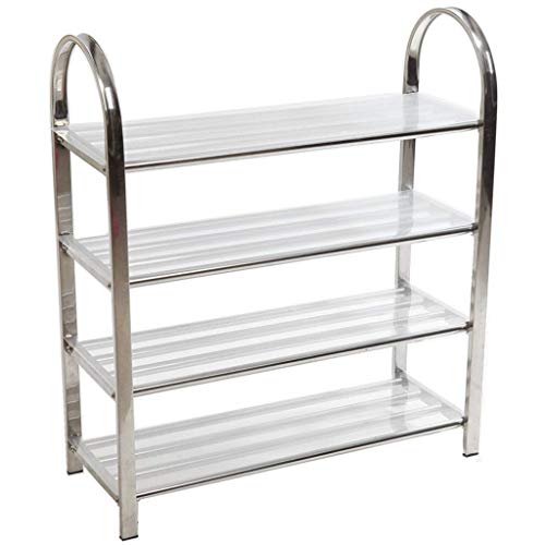 FEER Stainless Steel Simple Shoe Rack, Bathroom Easy to Assemble Storage Rack, Multi-Layer Dustproof Shoe Cabinet