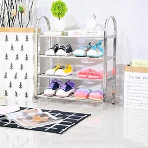 FEER Stainless Steel Simple Shoe Rack, Bathroom Easy to Assemble Storage Rack, Multi-Layer Dustproof Shoe Cabinet