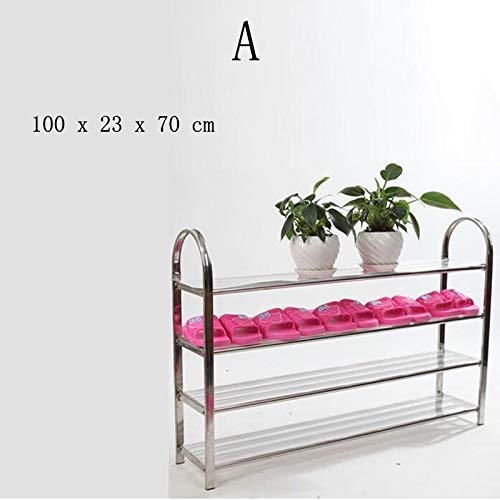 FEER Stainless Steel Simple Shoe Rack, Bathroom Easy to Assemble Storage Rack, Multi-Layer Dustproof Shoe Cabinet