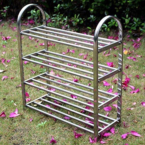 FEER Stainless Steel Simple Shoe Rack, Bathroom Easy to Assemble Storage Rack, Multi-Layer Dustproof Shoe Cabinet