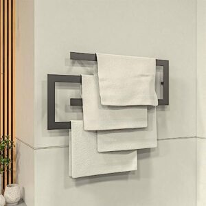 Modern Towel Shelf, Matt Black Bath Towel Holders, 4-Tiers Integrated Towel Rails, Wall Mounted Towels Shelves Rack