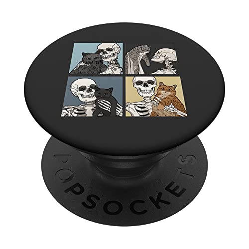 Skeleton And Cat Best Friends Kitten Funny Cats Lovers Gift PopSockets Standard PopGrip