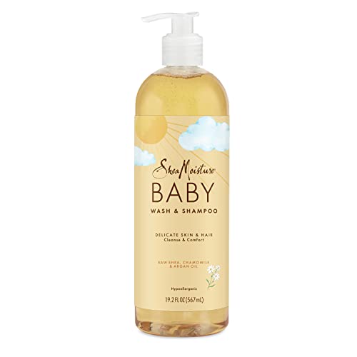 SheaMoisture Baby Wash and Shampoo Raw Shea, Chamomile & Argan Oil for Delicate Skin and Hair Baby Care with Shea Butter, 19.2 oz