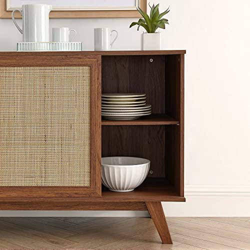 Modway Soma 40" Rattan Display Stand Accent Cabinet, Nightstand, Walnut