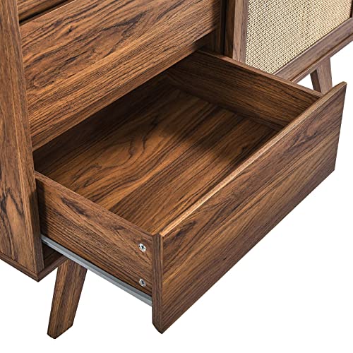 Modway Soma 40" Rattan Display Stand Accent Cabinet, Nightstand, Walnut