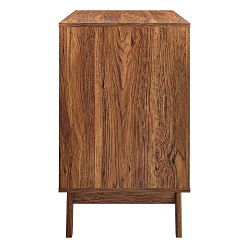 Modway Soma 40" Rattan Display Stand Accent Cabinet, Nightstand, Walnut