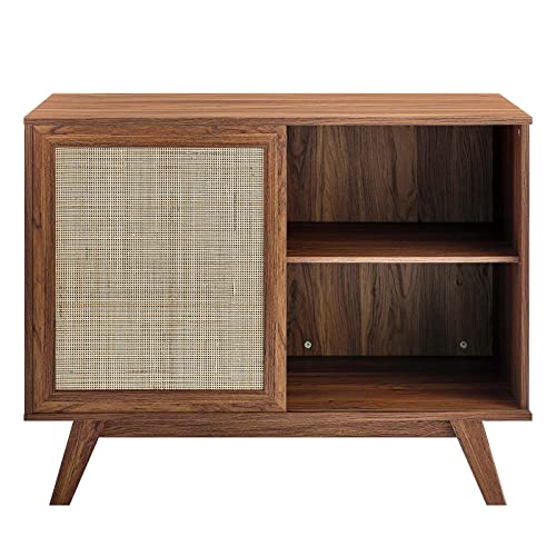 Modway Soma 40" Rattan Display Stand Accent Cabinet, Nightstand, Walnut