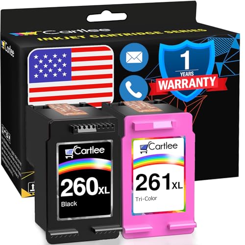 Cartlee Remanufactured Ink Cartridges Replacement for Canon 260 and 261 Ink Cartridges for Canon TS6420 Ink Cartridges for Canon Ink 260xl 261 Cartridges for Canon TS6400 Ink Cartridges PG-260 TS5320