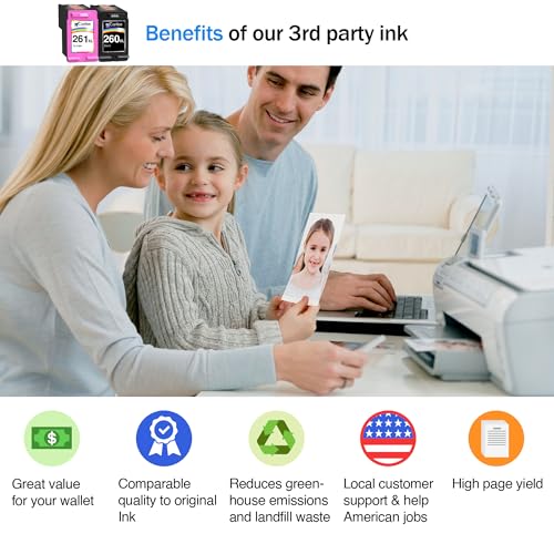 Cartlee Remanufactured Ink Cartridges Replacement for Canon 260 and 261 Ink Cartridges for Canon TS6420 Ink Cartridges for Canon Ink 260xl 261 Cartridges for Canon TS6400 Ink Cartridges PG-260 TS5320