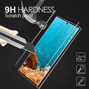 [2+2 Pack] Galaxy S22 Ultra Screen Protector, 9H Tempered Glass, Ultrasonic Fingerprint Support, 3D Curved, HD Clear Scratch Resistant for Samsung Galaxy S22 Ultra 5G Glass Screen Protector