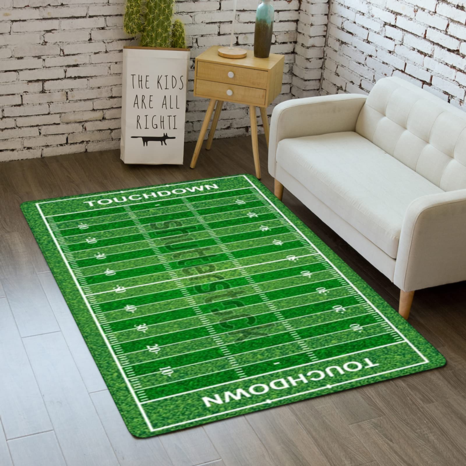 Touch Down Football Field Rug Sport Carpet Bedroom Area Rug for Living Room Football Floor Mat Washable Throw Rugs 4'8" x6'