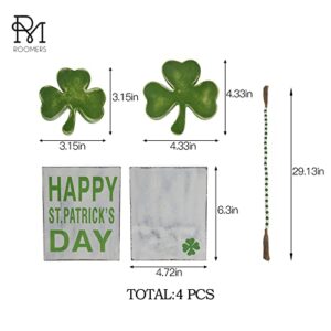 RM ROOMERS St Patrick’s Day Tiered Tray Decor, 4pcs Farmhouses St Patricks Day Table Decor, Irish Theme Wooden Shamrock Signs Table Centerpieces for March, Office, Home