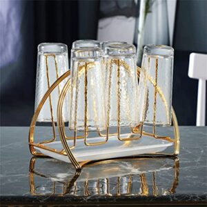 XWOZYDR Glass Water Cup Rack Wrought Iron Upside-Down Drain Mug Holder Stand Storage Organizer