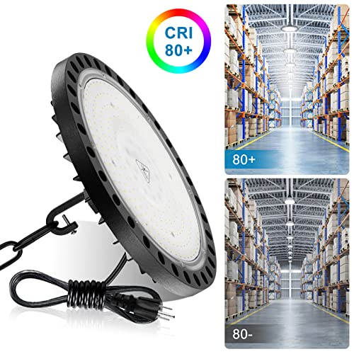 TYCOLIT LED High Bay Light 200W 2 Pack, 5000K Bright UFO LED High Bay Lights 20000LM with US Plug 5ft Cable,IP65 LED UFO Bay Lighting with Chain&Safety Rope for Warehouse Workshop Factory Garage