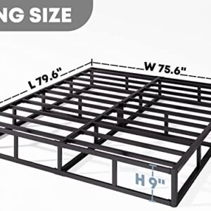 RLDVAY King-Box-Spring, 9 inch Metal King Size Box Spring Only, Heavy Duty Box Spring King with Fabric Cover, Easy Assembly, Non Slip, Noise Free