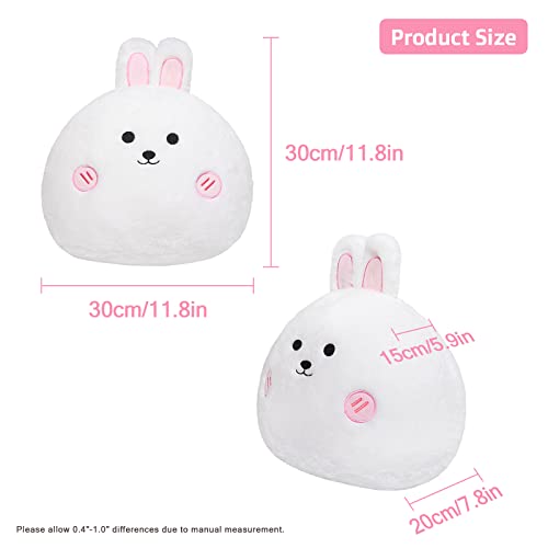 Achwishap Cute Rabbit Plush Pillow 11.8", Squishy Bunny Pillow, Sleeping Hugging Pillows, 3D Cony Shaped Back Pillow, Beloved Gifts at Birthday (White Rabbit, 11.8in)