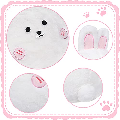 Achwishap Cute Rabbit Plush Pillow 11.8", Squishy Bunny Pillow, Sleeping Hugging Pillows, 3D Cony Shaped Back Pillow, Beloved Gifts at Birthday (White Rabbit, 11.8in)