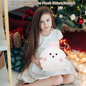 Achwishap Cute Rabbit Plush Pillow 11.8", Squishy Bunny Pillow, Sleeping Hugging Pillows, 3D Cony Shaped Back Pillow, Beloved Gifts at Birthday (White Rabbit, 11.8in)