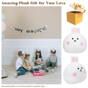 Achwishap Cute Rabbit Plush Pillow 11.8", Squishy Bunny Pillow, Sleeping Hugging Pillows, 3D Cony Shaped Back Pillow, Beloved Gifts at Birthday (White Rabbit, 11.8in)