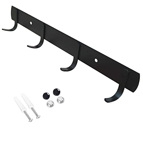 AOLZUNK Coat Hooks Wall Mounted, Stainless Steel Coat Rack, Hanging Coats Towels Hats Clothes, Black