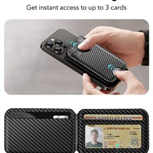 ESR Magnetic Wallet (HaloLock), Compatible with MagSafe Wallet, iPhone Wallet with Adjustable Stand for iPhone 15/14/13/12, Not for iPhone 13/12 Mini, 3 Card Holder, Vegan Leather, Black Carbon Fiber