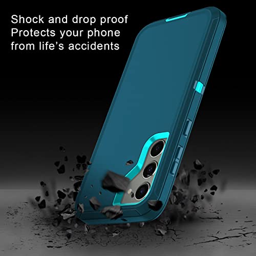 I-HONVA for Samsung Galaxy S23 Case,Galaxy S23 case 6.1" with 2 Pack Tempered Glass Screen Protector+2 Pack Camera Lens Protector Heavy Duty Shockproof 3-Layer Full Body Protection Case,Turquoise