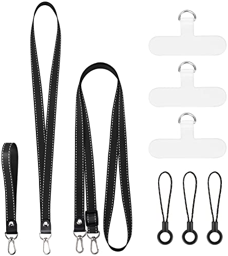 Rayboen Phone Lanyard Strap, 1x Wrist Lanyard, 1x Neck Strap, 1x Adjustable Crossbody Patch Lanyard, 3X Ultra-Thin Clear TPU Pads, Durable Nylon Lanyard Holder for iPhone Samsung Key Wallet ID Badge