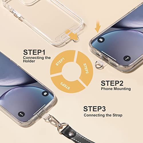 Rayboen Phone Lanyard Strap, 1x Wrist Lanyard, 1x Neck Strap, 1x Adjustable Crossbody Patch Lanyard, 3X Ultra-Thin Clear TPU Pads, Durable Nylon Lanyard Holder for iPhone Samsung Key Wallet ID Badge