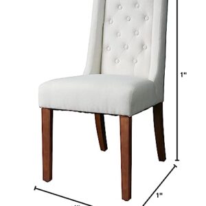 Morhome Upholstered Dining Set of 2 Elegant Tufted Fabric Parsons Chair with Solid Wood Legs, White