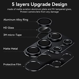 Mansoorr Camera Lens, Screen Protector for Samsung Galaxy S23 Ultra 6.8 Inch, [Full Protection] HD Tempered Glass with Alloy Metal Ring Camera Cover Accessories Black