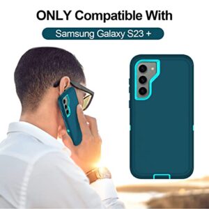 I-HONVA for Samsung Galaxy S23 Plus Case,S23 Plus case 6.6 inch with 2 Pack Screen Protector+2 Pack Camera Lens Protector Heavy Duty Shockproof 3-Layer Full Body Protection Cover Case,Turquoise