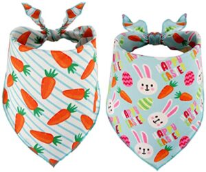 easter dog bandana, bunny and carrot bandanas for dogs, spring puppy scarf for small medium large dogs