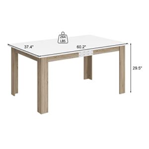 ECACAD Large Extendable Dining Table for 6-8 People, Modern Wood Kitchen Table Rectangular Table for Dining Room, Living Room, White & Brown (37.4”W x 29.5”H x 60.2”L - 77.2”L)