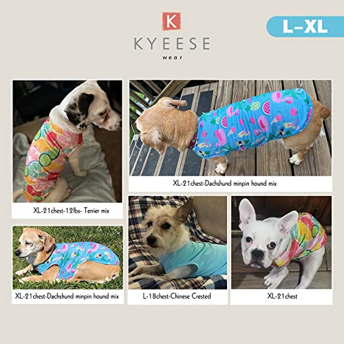 KYEESE 2 Pack Dogs Shirts Quick Dry Lightweight Dog T-Shirts with Reflective Label Tank Top Sleeveless Dog Vest for Small Dogs Puppy Clothes Strawberry Pattern Great for Summer, Large, Strawberry+Rose