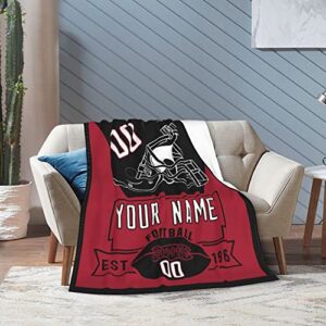 SEAGGS Custom Football Blanket for Men Personalized Fans Gifts Add Name and Number, 40" x 50", 50" x 60", 80" x 60"