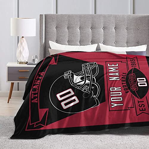 SEAGGS Custom Football Blanket for Men Personalized Fans Gifts Add Name and Number, 40" x 50", 50" x 60", 80" x 60"