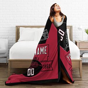 SEAGGS Custom Football Blanket for Men Personalized Fans Gifts Add Name and Number, 40" x 50", 50" x 60", 80" x 60"