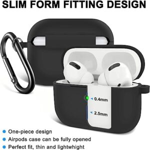 Linsaner AirPods Pro Case Cover with Keychain, Full Protective Silicone Skin Accessories for Women Men Girl with Apple AirPods Pro Case,Front LED Visible，Black