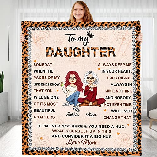 KERAOO Personalized Blanket Gift for Daughter, Christmas Birthday Gifts for Daughter, Custom Throw Blanket to My Daughter from Mom, Mother's Day Graduation Gifts (Custom Daughter-06)