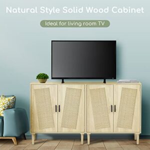 Tatub 2 Pcs Accent Storage Cabinets with Rattan Doors,Kitchen Sideboard Buffet Storage Cabinet,Console Cabinet,Natural