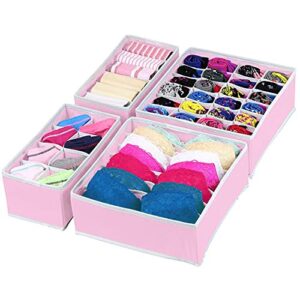 TUNKENCE Socks Organizer for Underwear 4 Divide Ties Bras Pack Drawer by Underwear Closet Housekeeping & Organizers Storage Containers for Organizing Clothes