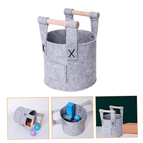 1 PC Laundry Office Cubes Felt Clothing Home Basket Bins Organizer Household Storage for Handles Large Pet Simple Farbric Wooden with Sundries Blankets Desktop Bucket Clothes