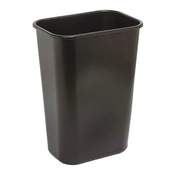 MDMprint 10 gal. Plastic Rectangular Trash Can, Black